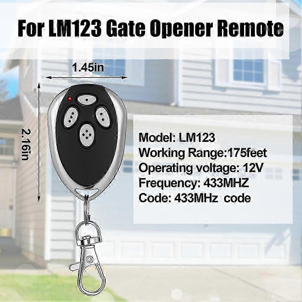 4 Pcs 4 Channels Gate Opener Remote Compatible for Aleko LM123 433 ...