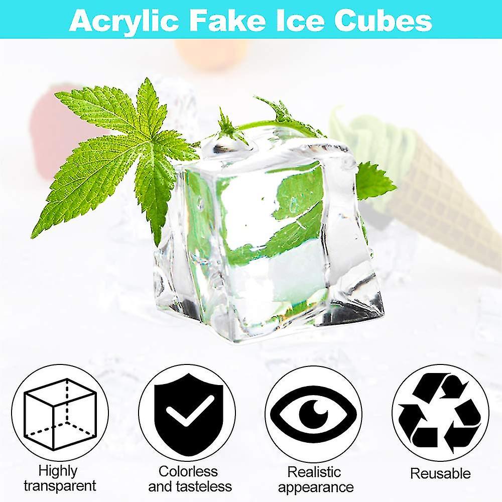 100pcs 20*20mm Artificial Acrylic Ice Cubes Clear Fake Ice Cubes ...