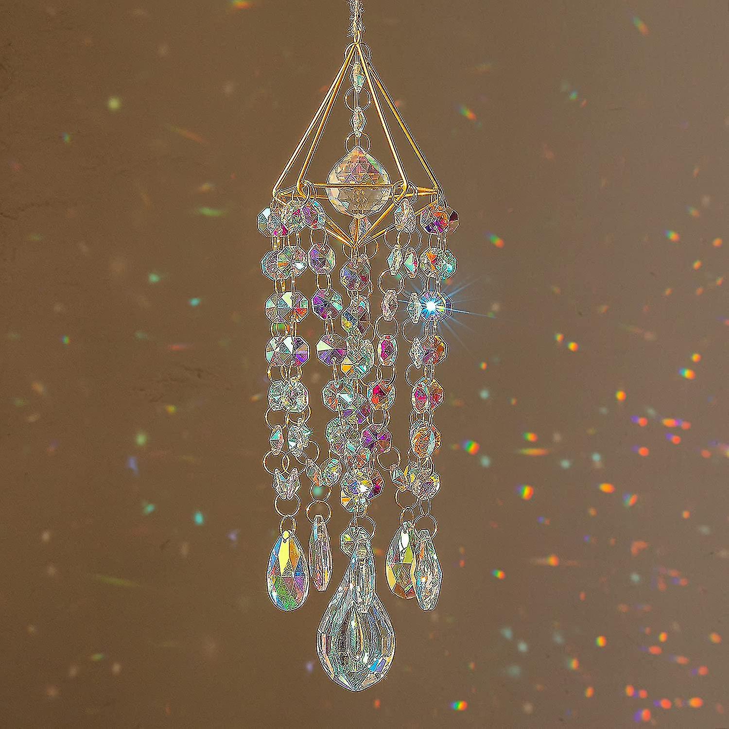 Crystal Suncatchers Hanging Wind Chime Style Garden Suncatcher Rainbow ...