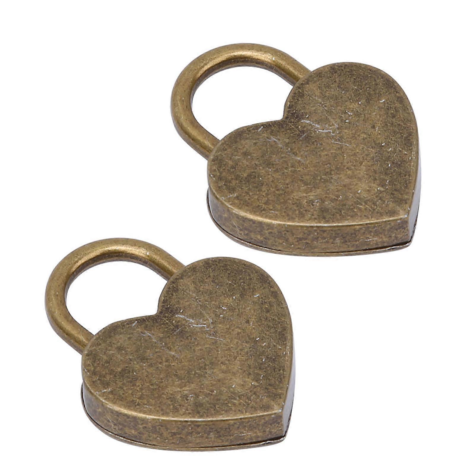 2 Sets Vintage Heart Lock Padlock with Keys - Metal Craft Supplies, 30x39mm (Bronze) | Fruugo UK
