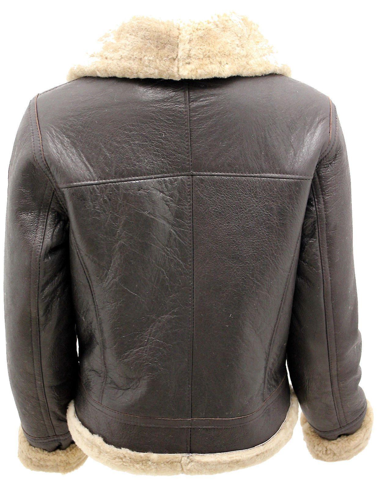 Women's Brown B3 Sheepskin Leather Flying Jacket | Fruugo US