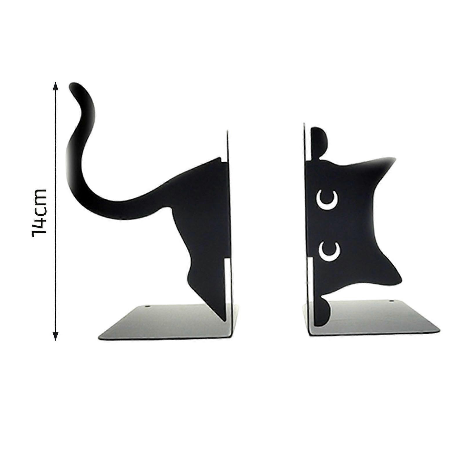 1 Pair Metal Bookends Whimsical Cat Design Decorative Bookends Rounded ...