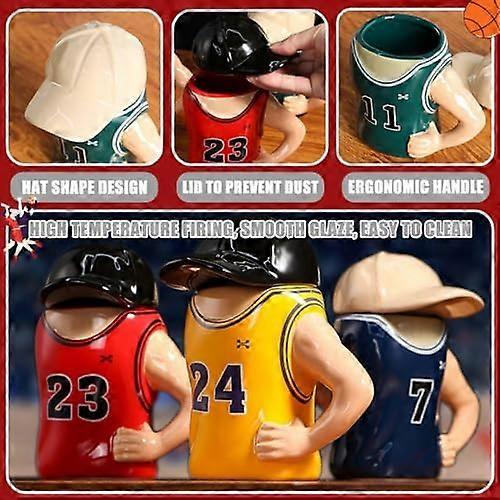 Basketball Jersey Mug, Novelty Coffee Cups with Lid, 3D Ceramic Tea Cup ...