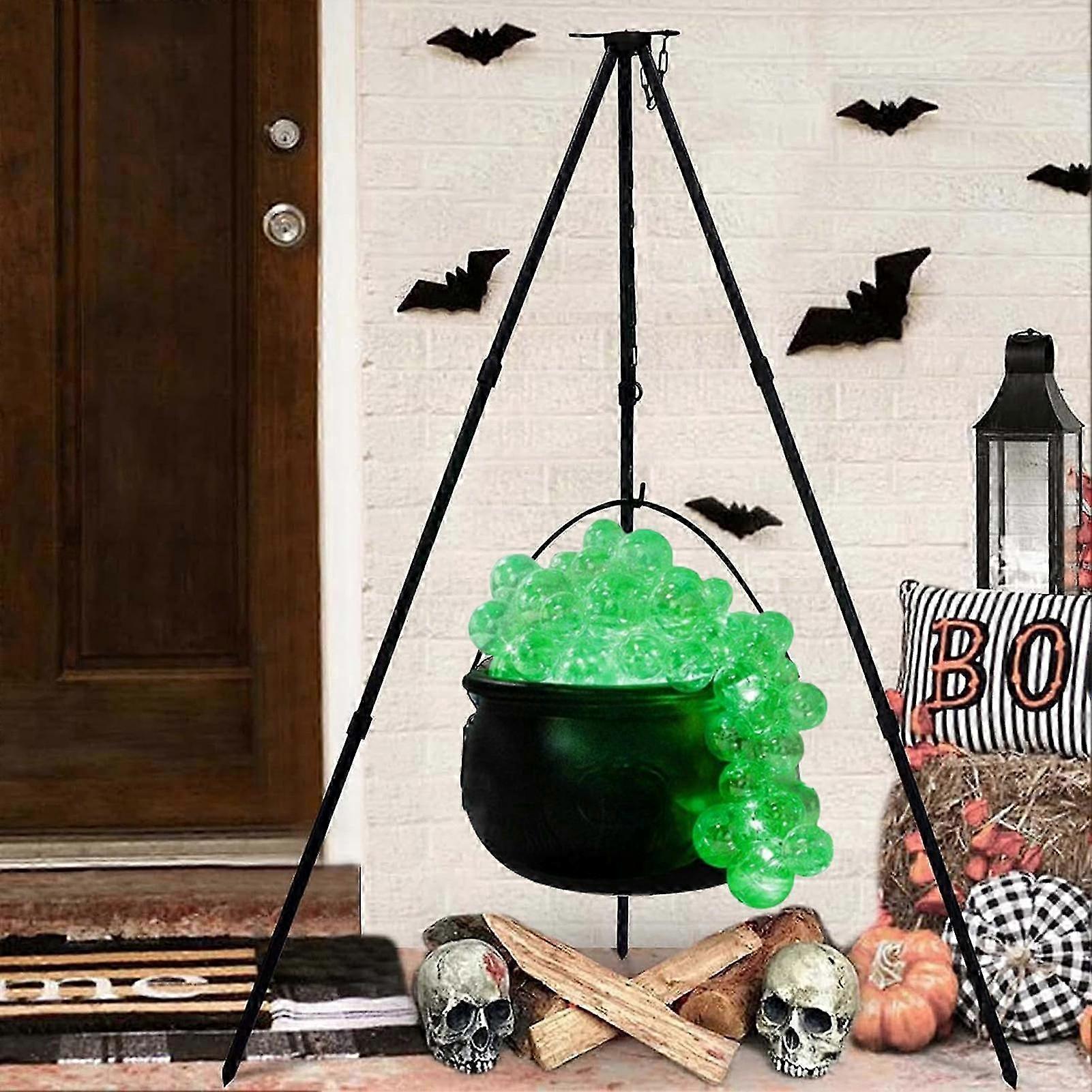 Bubbling Cauldron Set Large Witches Cauldron With String Light Black ...