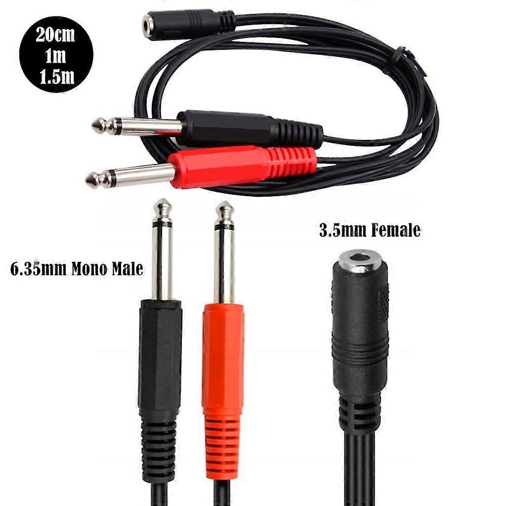 3.5mm 1/8-inch Stereo Trs Female To 2 Dual 6.35mm Mono Ts Female Y Splitter | Fruugo UK