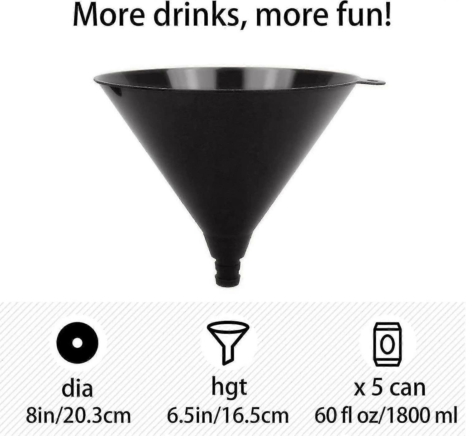 Beer Bong Funnel Double Header Black With Valve, Bonus Bottle Opener ...