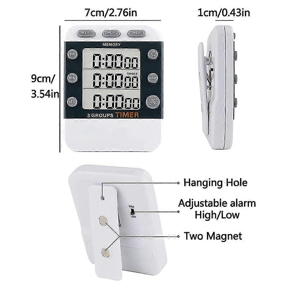 Digital Dual Kitchen Timer 3 Channels Count Up/down Timer Triple ...