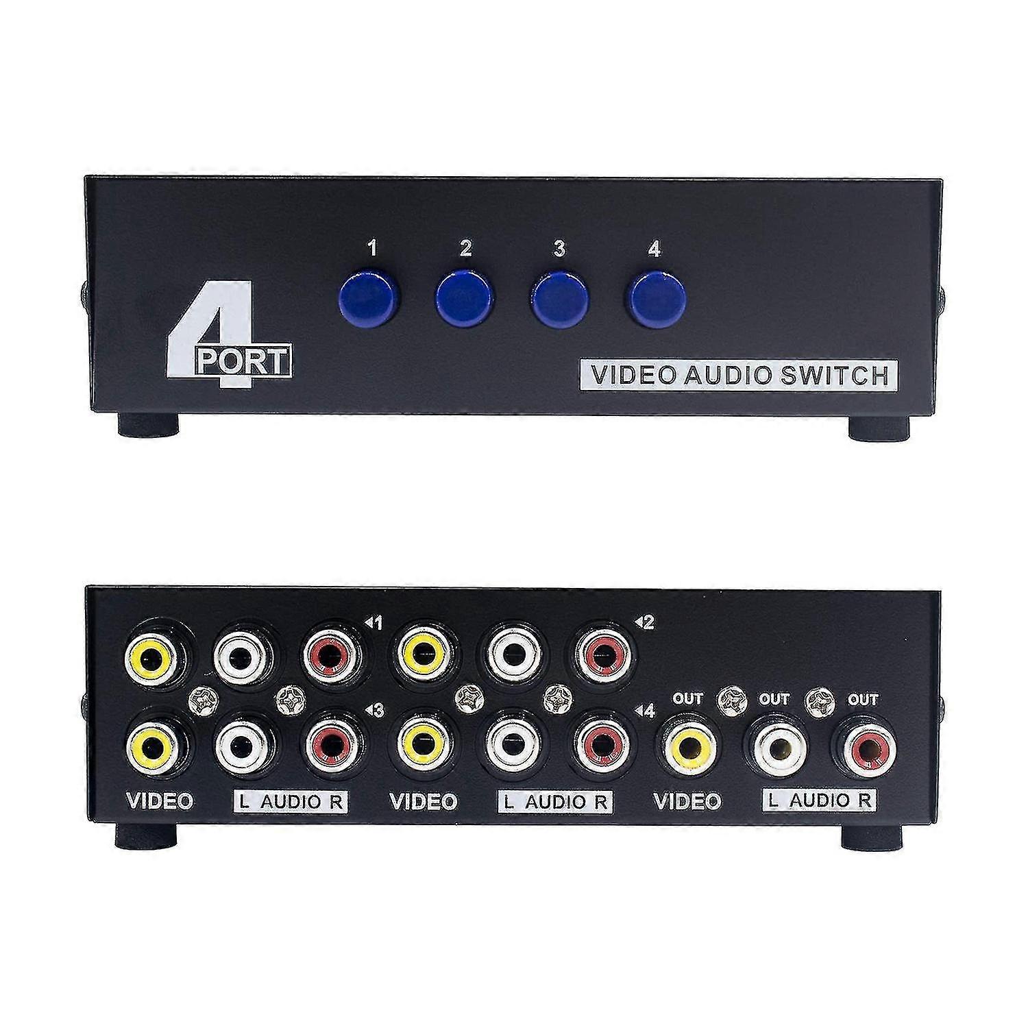 4 Port Av Switch Rca Switcher 4 In 1 Out Composite Video L/r Audio ...
