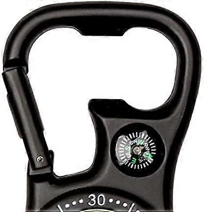 Black Clip-On Carabiner FOB Watch with Compass and Bottle Opener ...