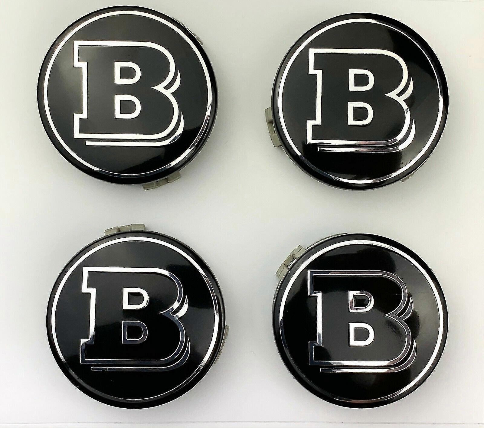 Set of 4 brabus black mercedes benz alloy wheel centre caps 75mm hub ...