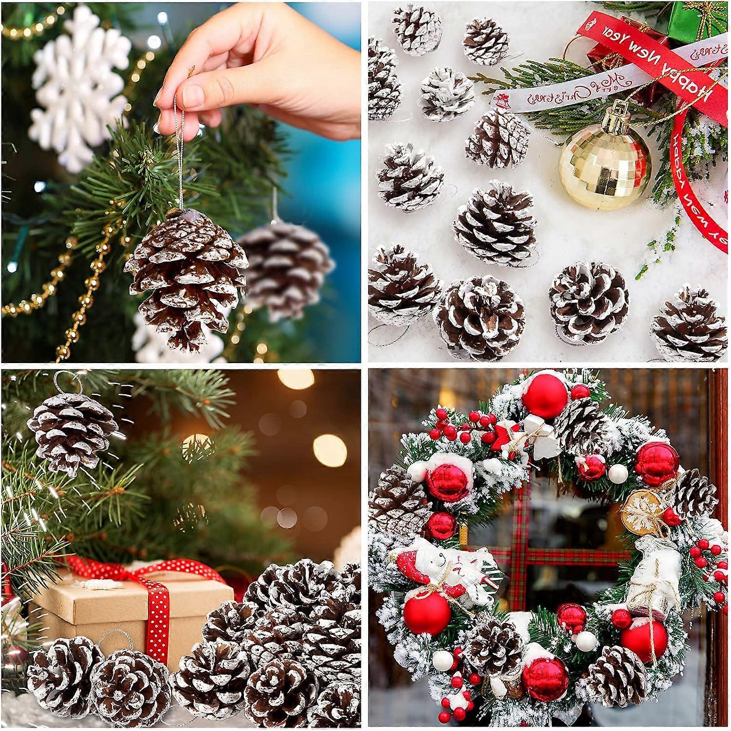 25 PCS Christmas Natural Pine Cones Cedar Cones String Pine Cone ...