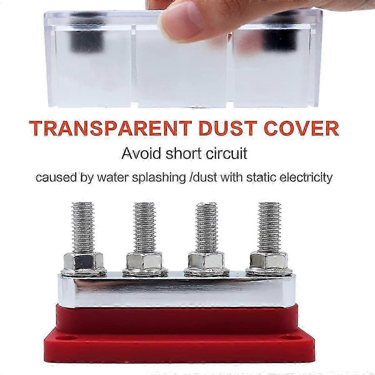 600a Bus Bar 4-stud (3/8 Inch) M10 High Current Copper Busbar Terminal Block Marine Dc 12v 24v ...