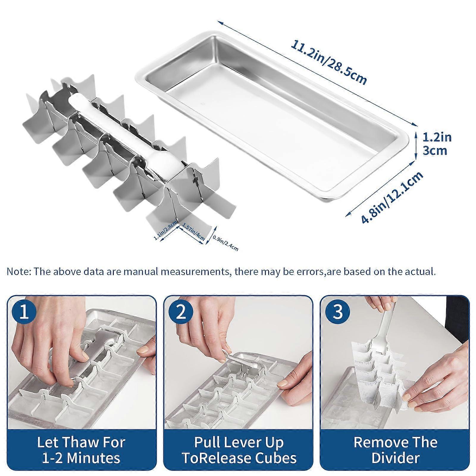 Stainless Steel Ice Cube Trays for Freezer, Quick Release 18/8 Slot Ice ...