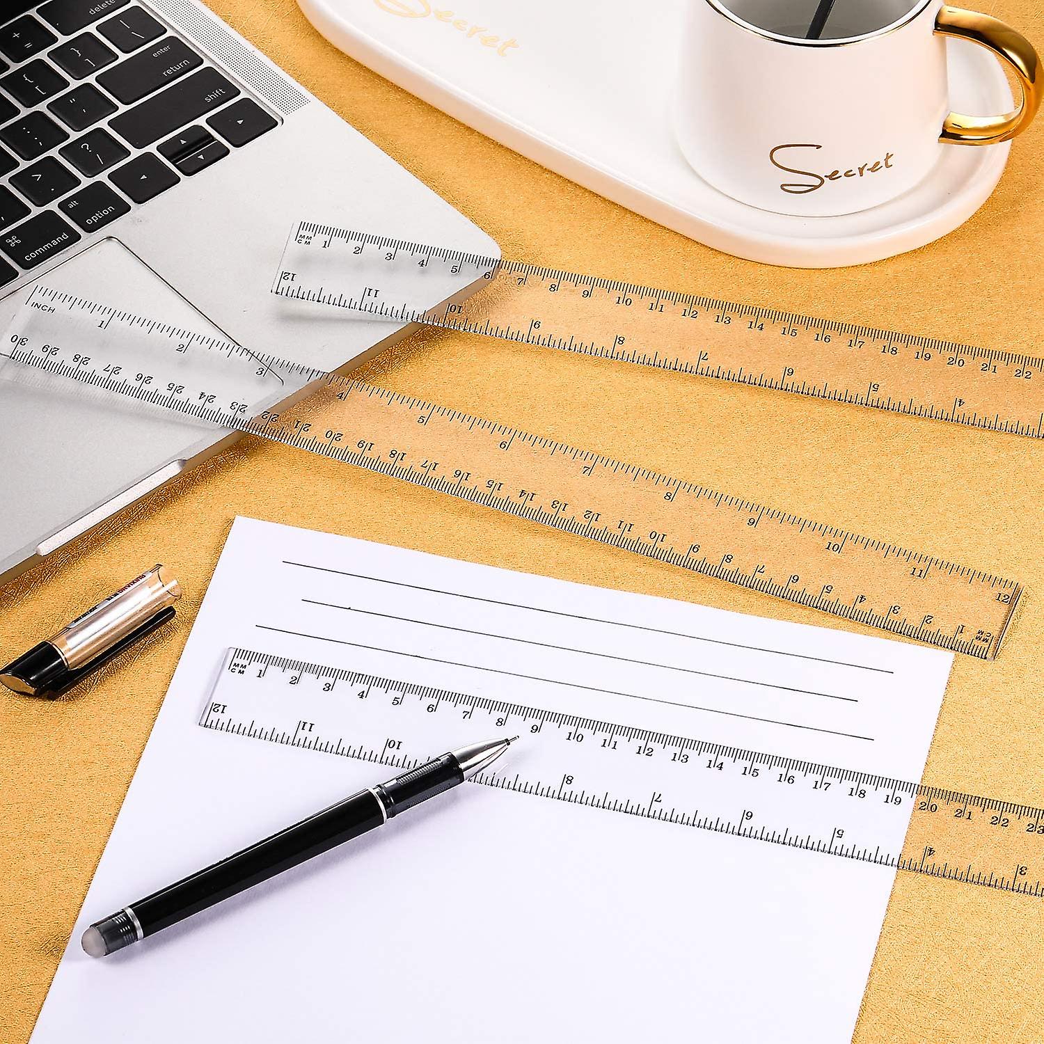 20 Pieces 12 Inch Plastic Rulers, Straight Ruler Office Rulers School ...