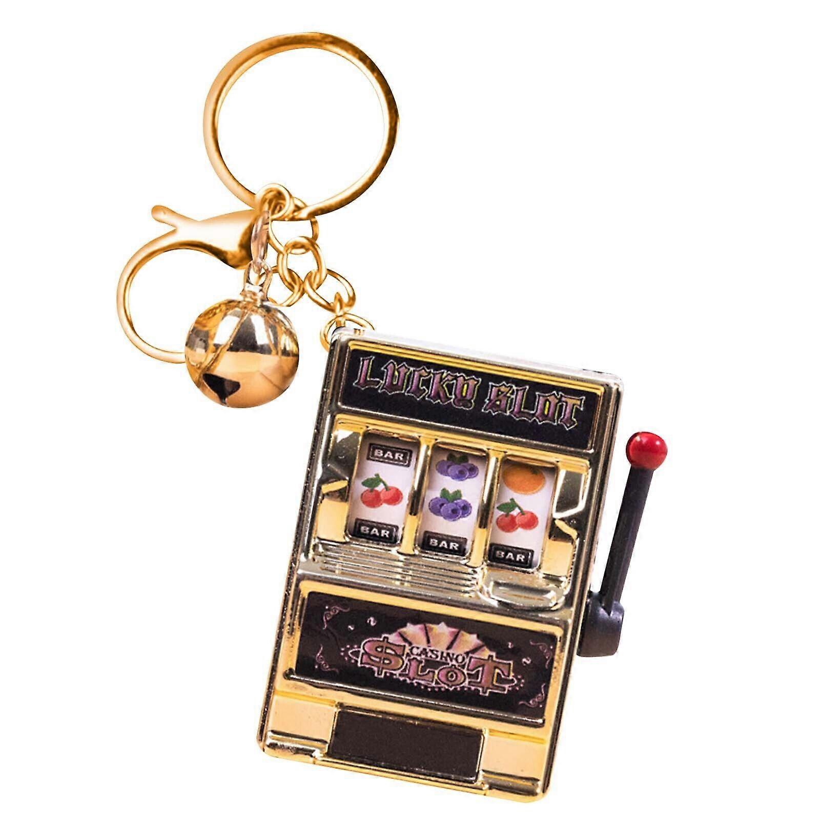 Mini Cute Toy Functional Slot Machine Key Chain Fruit machine keychain ...