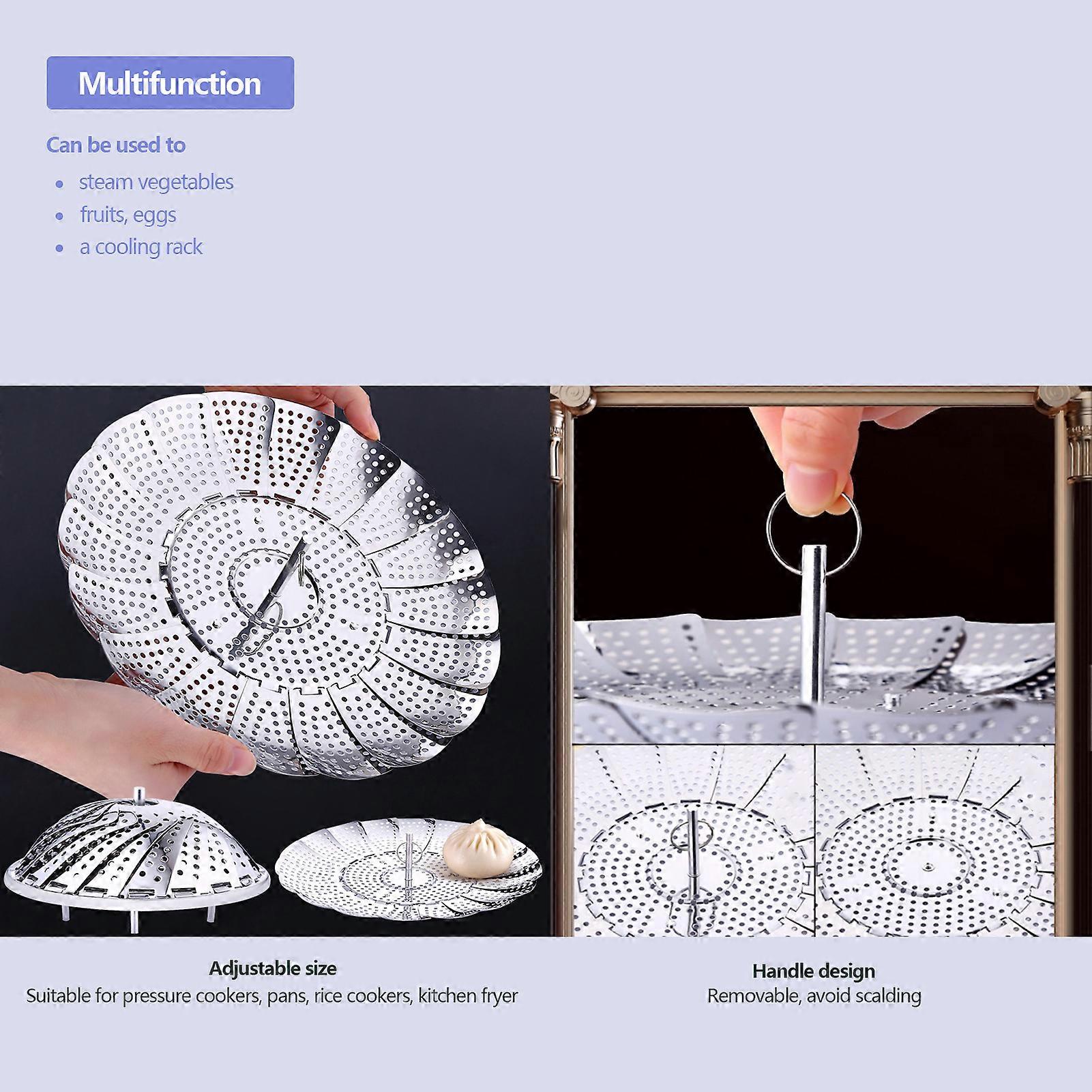 Stainless Steel Steam Basket, Foldable Multifunction Steam Rack Fit ...