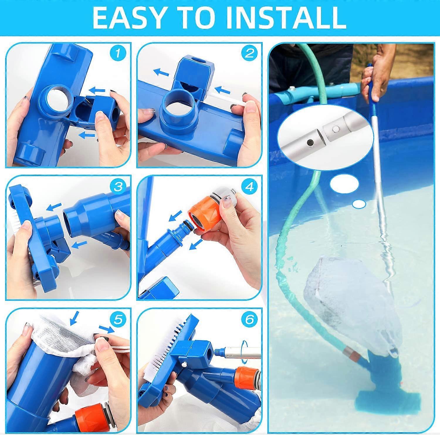 Portable Manual Pool Vacuum Filter with Leaf Bag Brush Adjustable ...