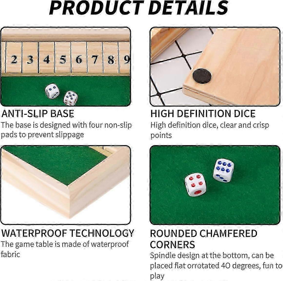 Shut The Box Game Shut The Box Wooden Board Games, Close The Box Dice ...