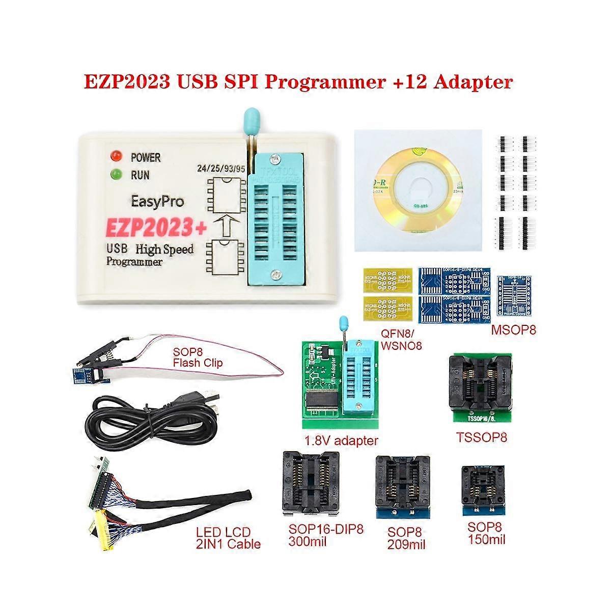 EZP2023+ High-Speed SPI FLASH Programmer Full Set+12 Adapters Support ...