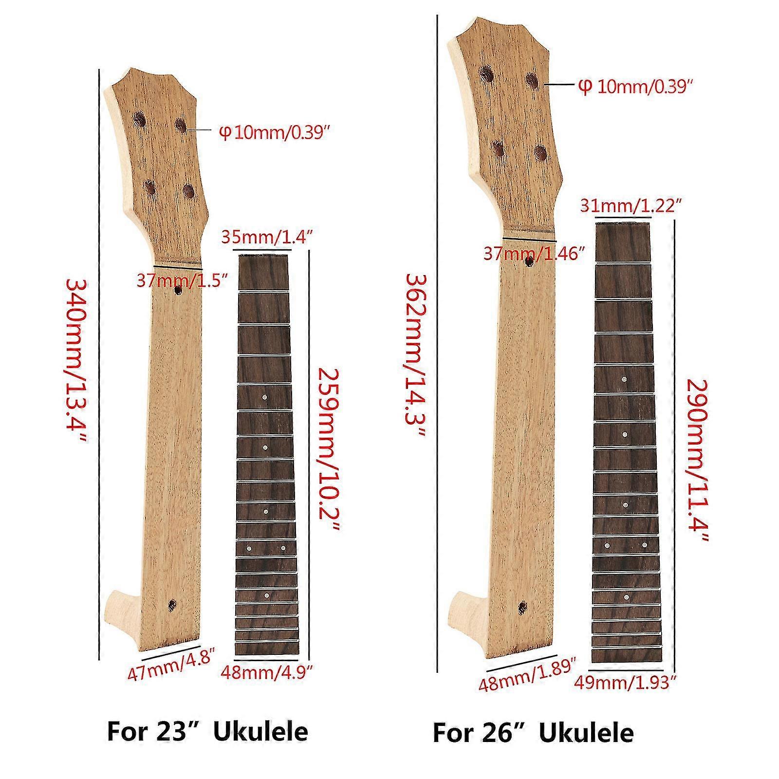 Unfinished Wooden Ukulele Neck & Rosewood Fingerboard Replacement ...