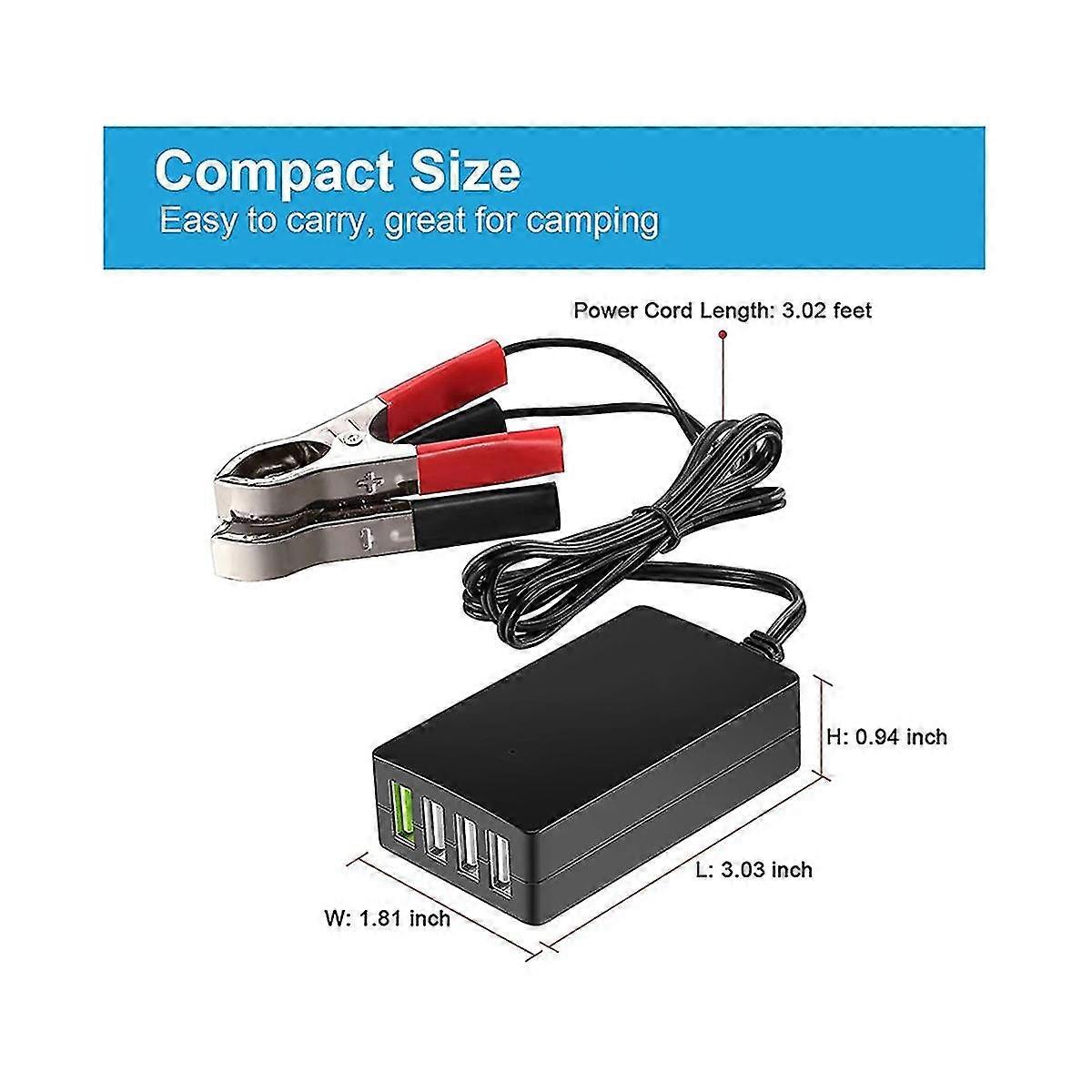 Portable Dc With Battery Clip, 12v/24v To 5v 4-port Usb Charger ...