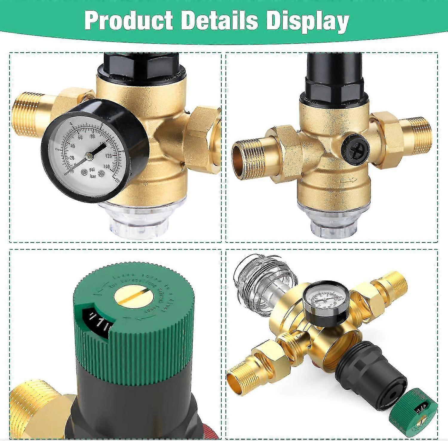 Pressure Regulator Water 3/4 Inch, Water Pressure Regulator with Water ...