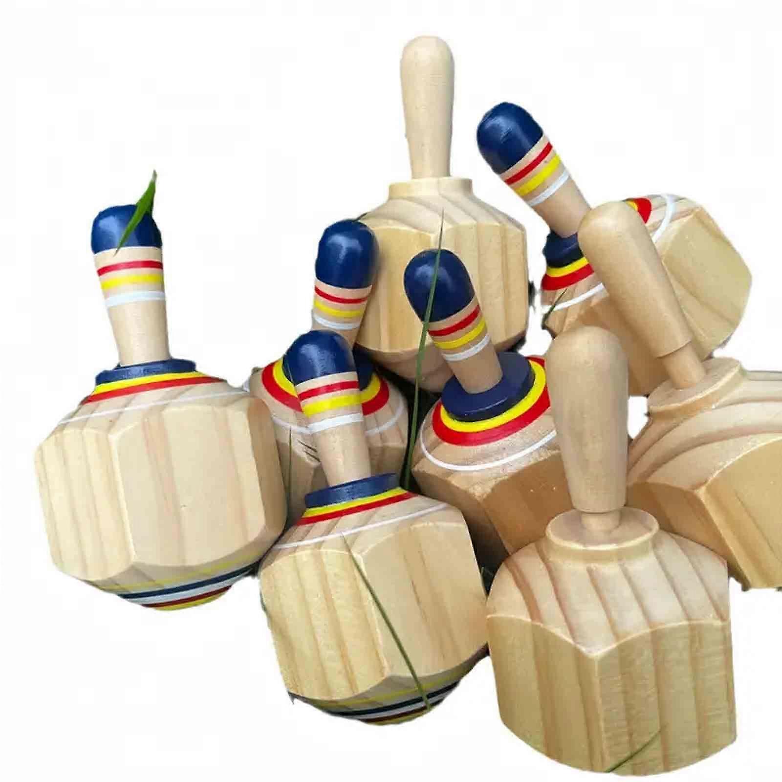 Wooden Spinning Top Game Colorful Creative Toy Traditional Nostalgic ...