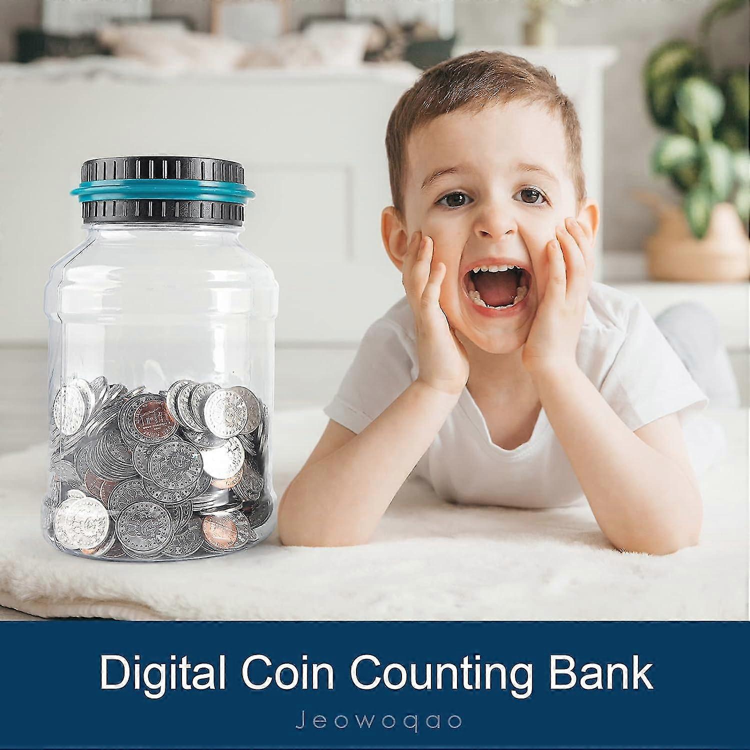 Digital Piggy Bank for Kids and Adults, Coin Counting Jar with LCD ...