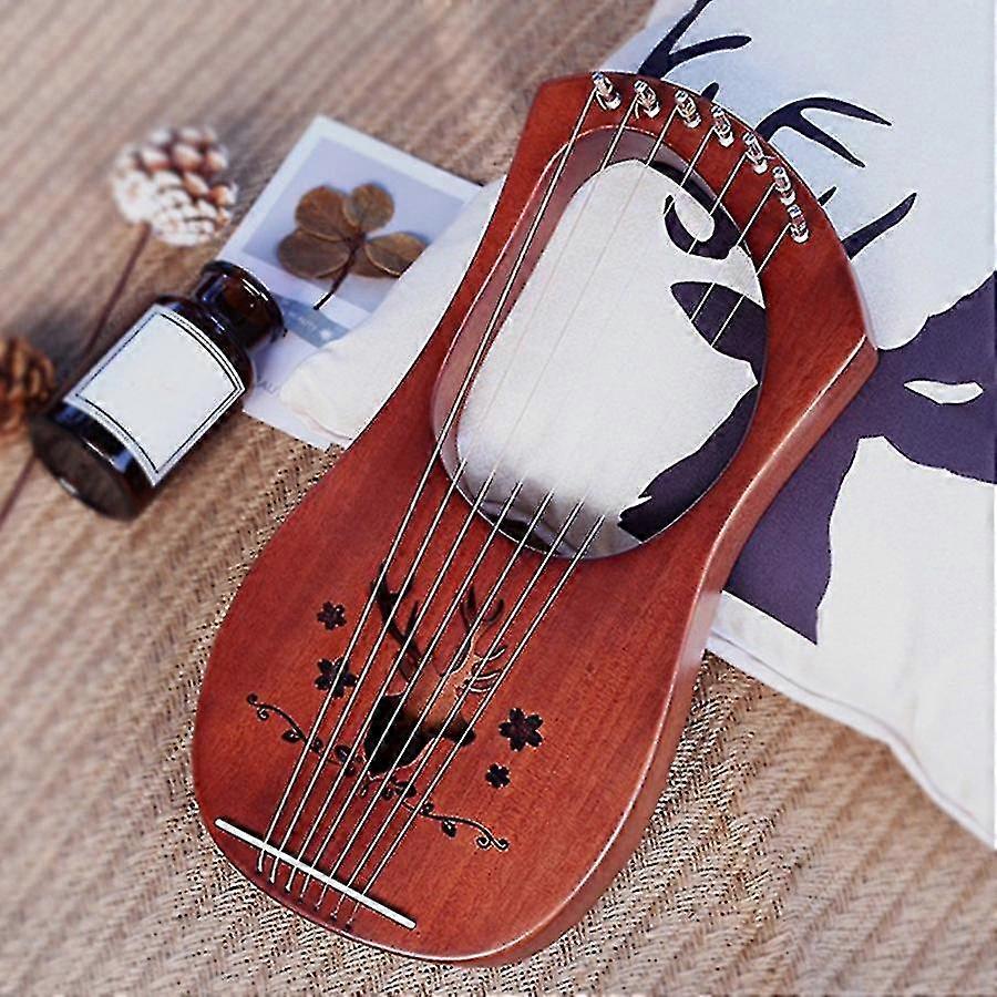 7-string Lyre Harp Mahogany Solid Wooden Metal Strings Stringed ...