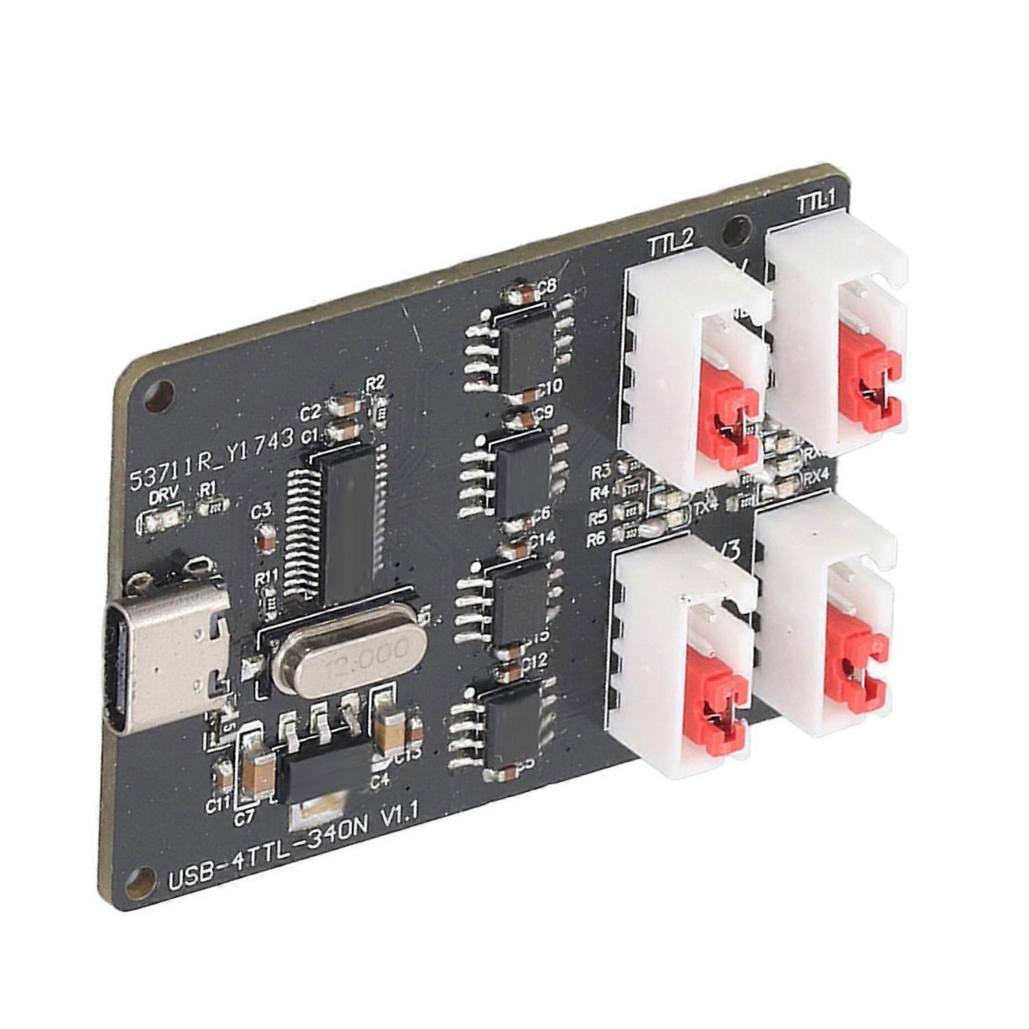 4 Way USB to TTL Serial Port Module TYPE C USB to TTL Serial Adapter Board with LED Indicator ...