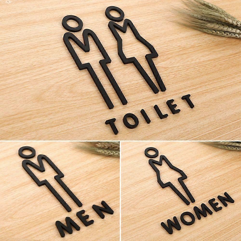 Acrylic Wc Signage Black WC Plaque Orientation Sign Men Women Toilet ...