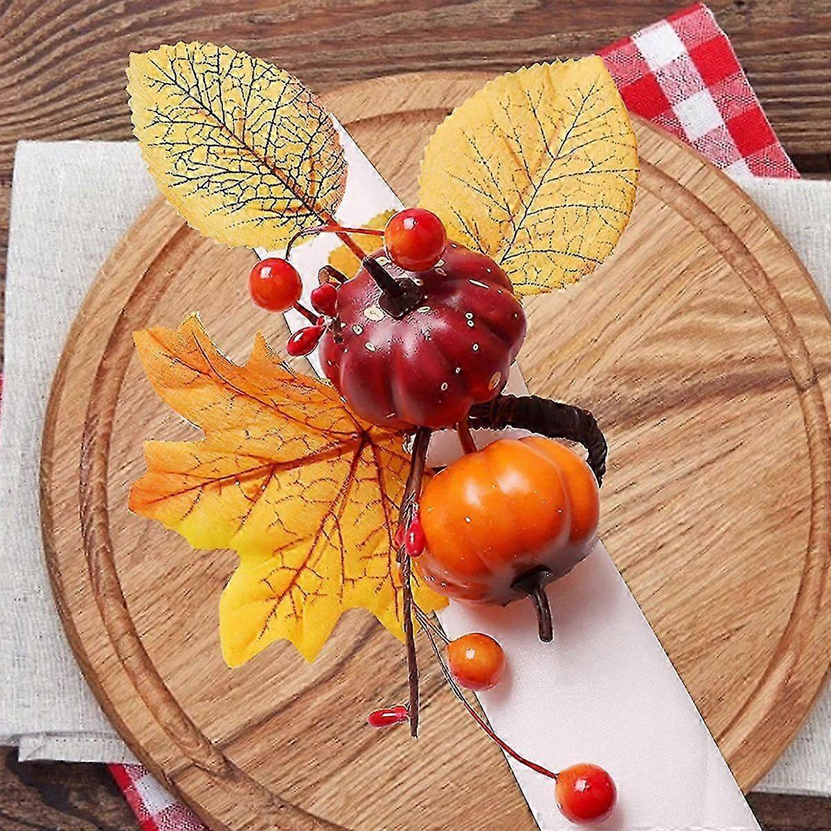 Fall Themed Napkin Ring,Handmade Maple Leaf Pumpkin Napkin Holder Ring ...