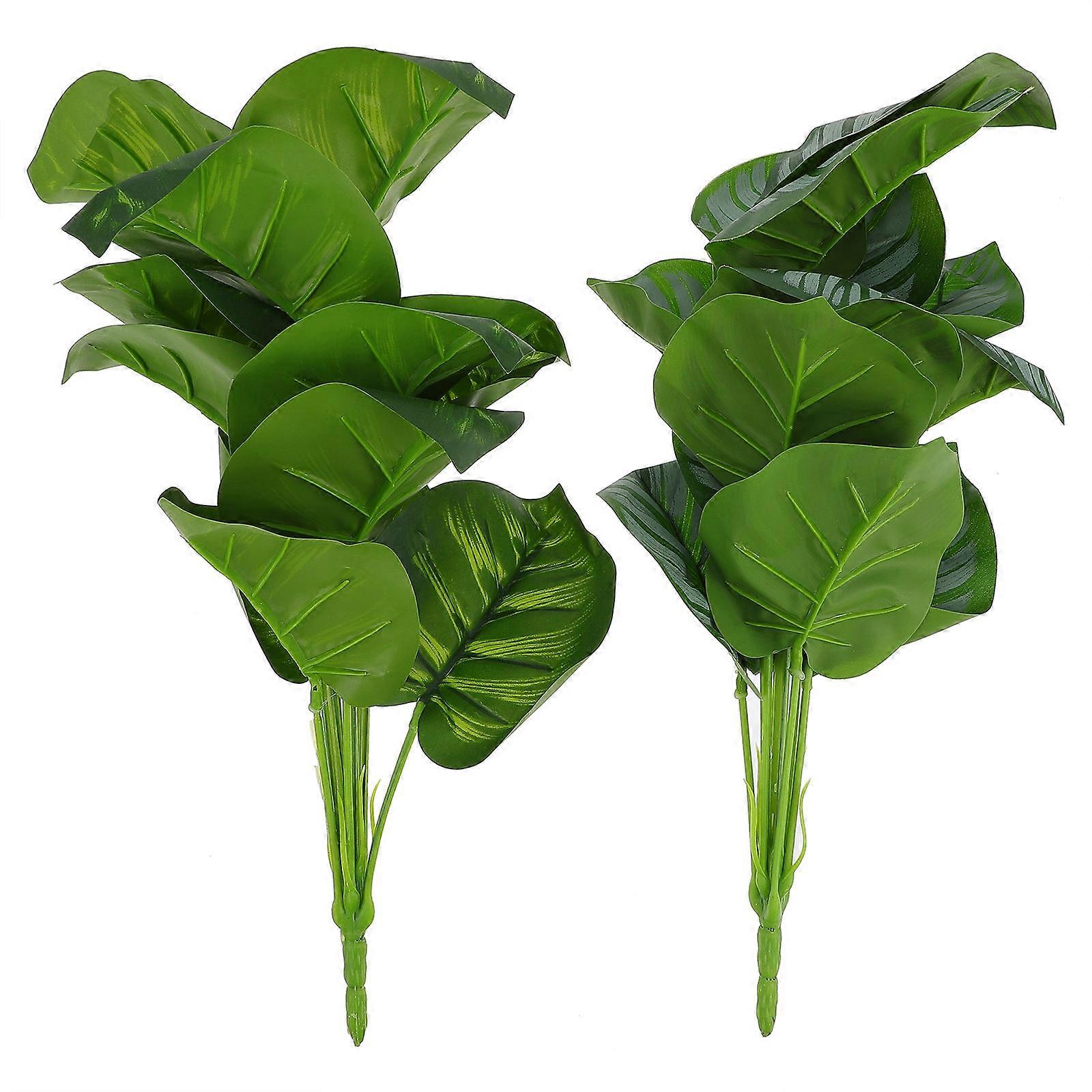 Artificial Green Leaves for Home Decor PVC Material 2 Pieces Lifelike ...