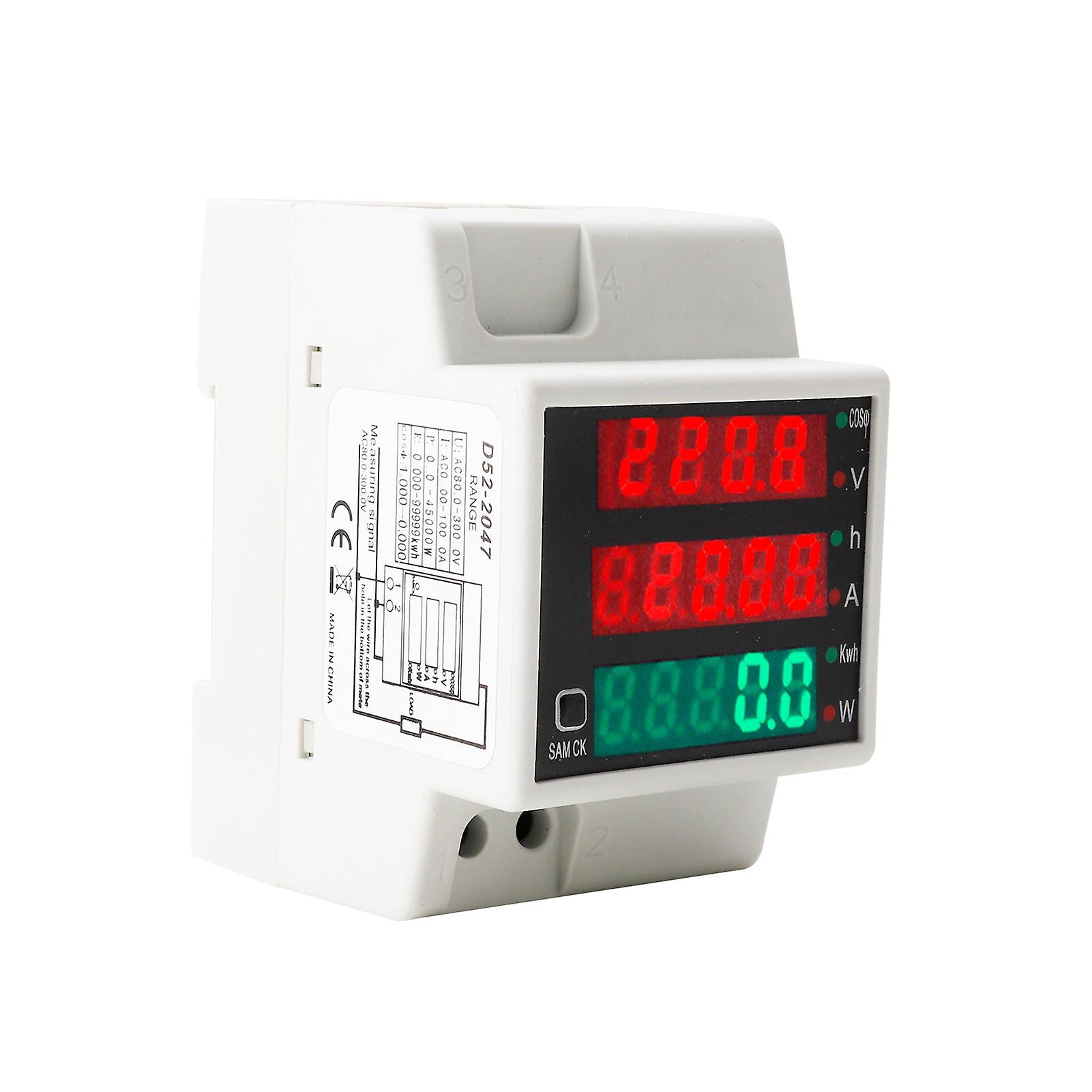 Ac80-300v 100a digital energy meter din rail multimeter electric power ...