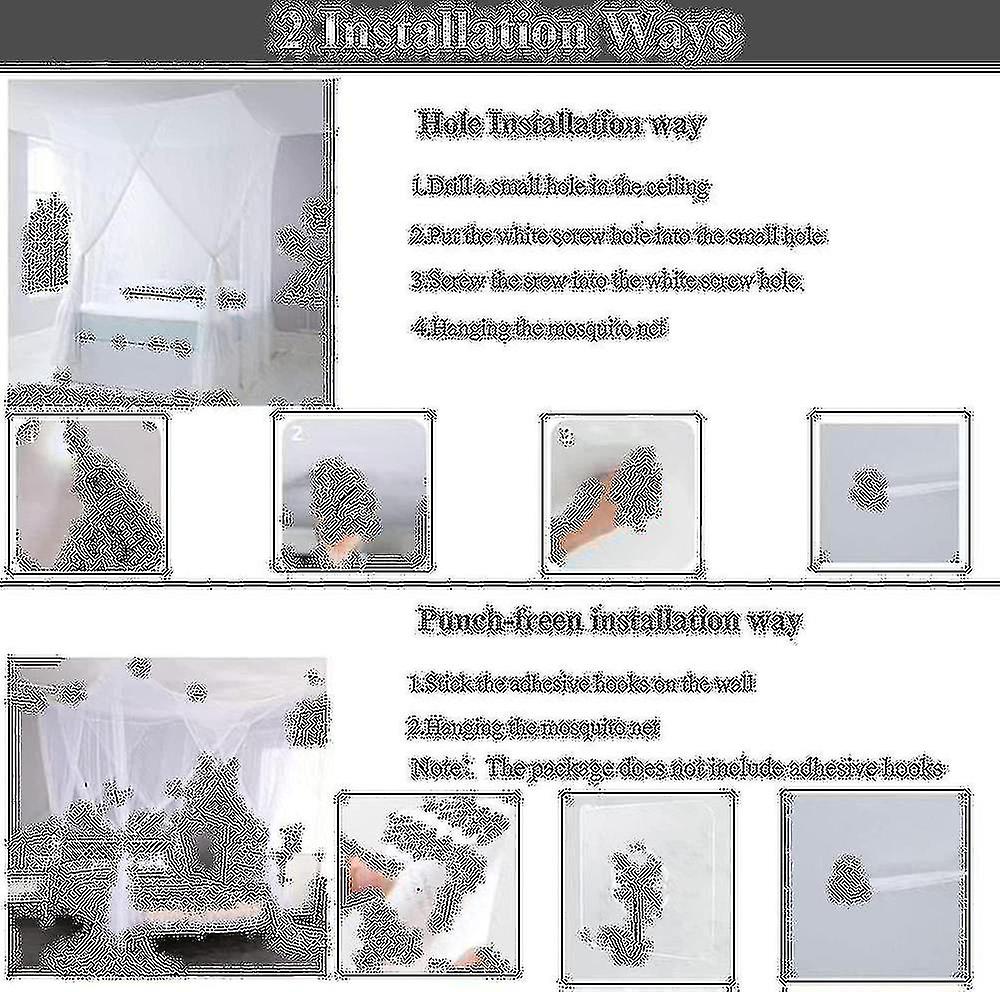 Szhtfx Double Bed Mosquito Net Large Square Mosquito Net 4 Doors For ...