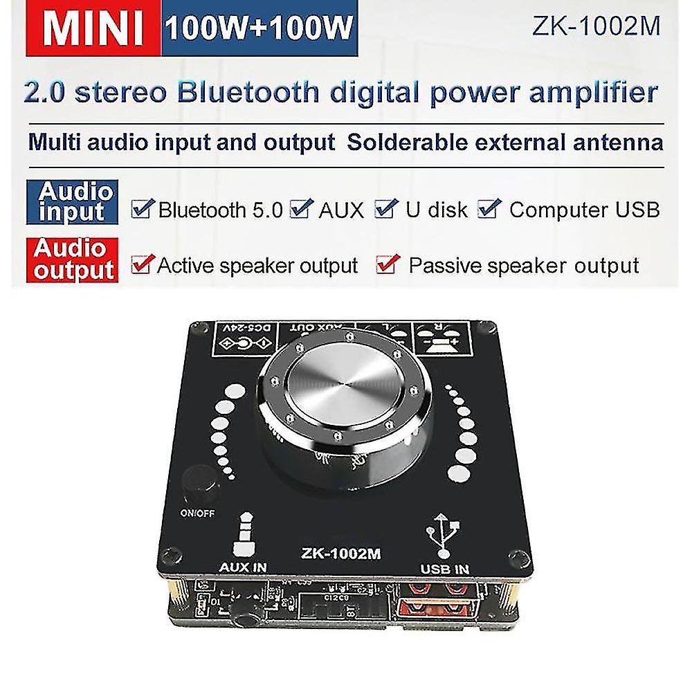 Zk1002m Bluetooth 5.0 Aux Usb Audio Input Output Amplifier Audio ...