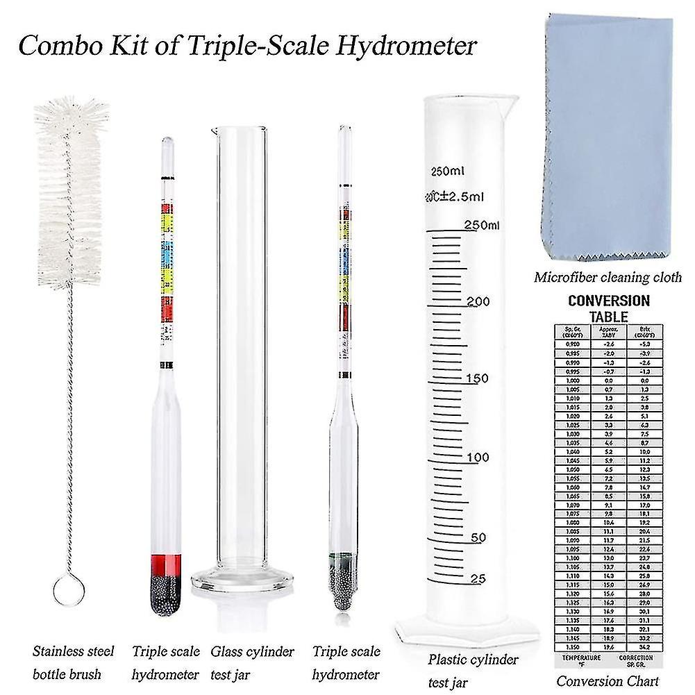 Hydrometer For Home Brew Beer,hydrometer Test Kit, Triple Scale ...