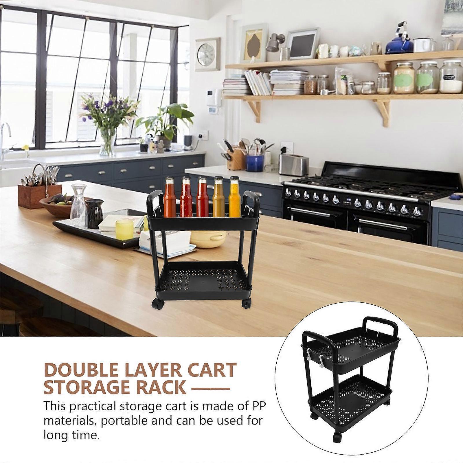 Rolling Cart Storage Trolley On Wheels 2-Tier Cart On Wheels for ...