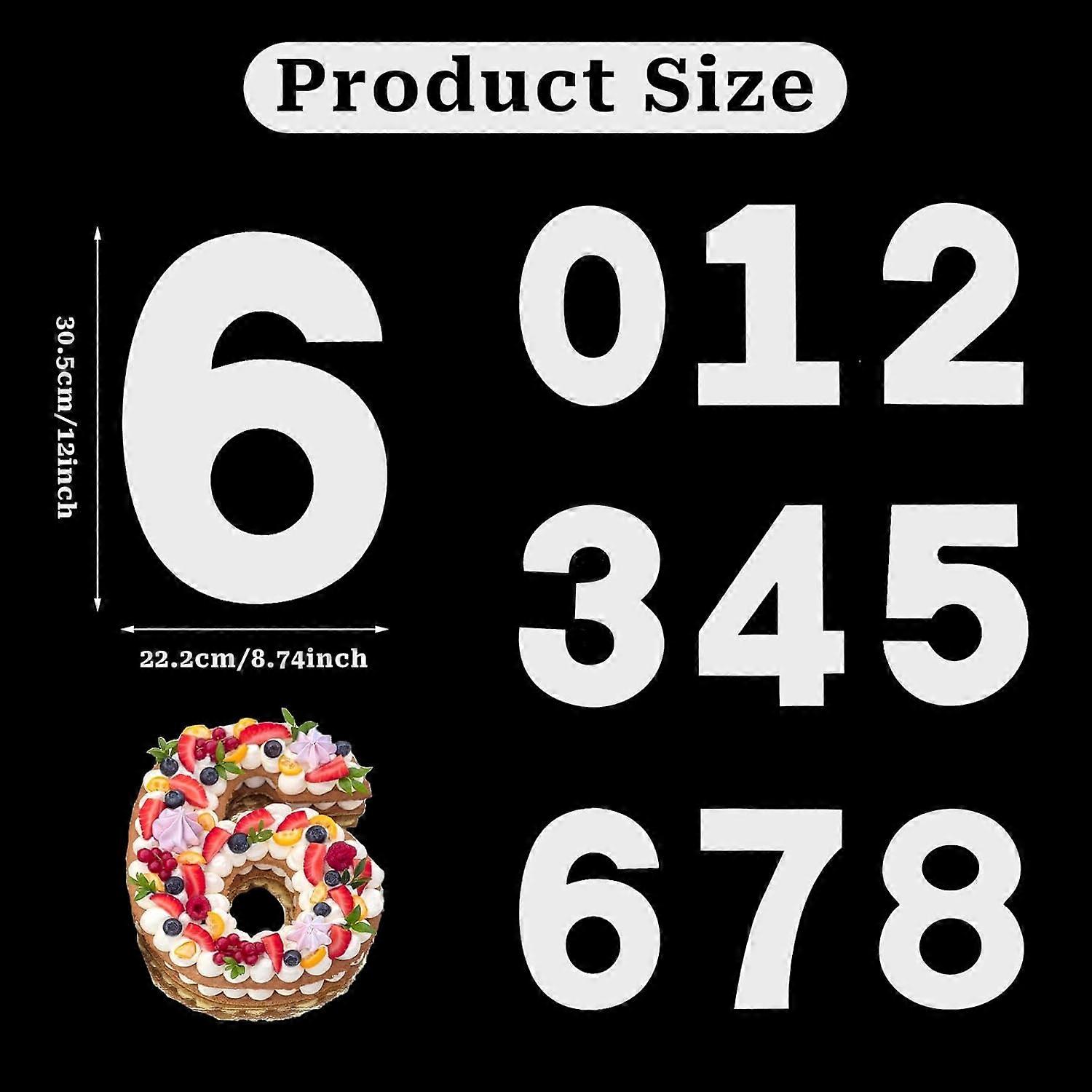 12 Inch 0-8 Number Cake Stencils, 9Pcs Large Number Cake Moulds Flat ...