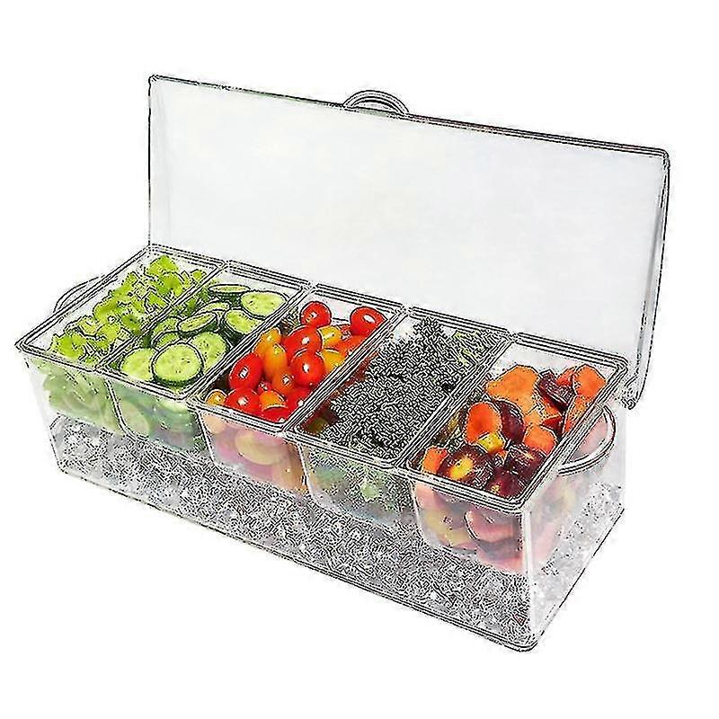 Ice Cold 5 Compartment Condiment Server Rack-service Tray Container ...