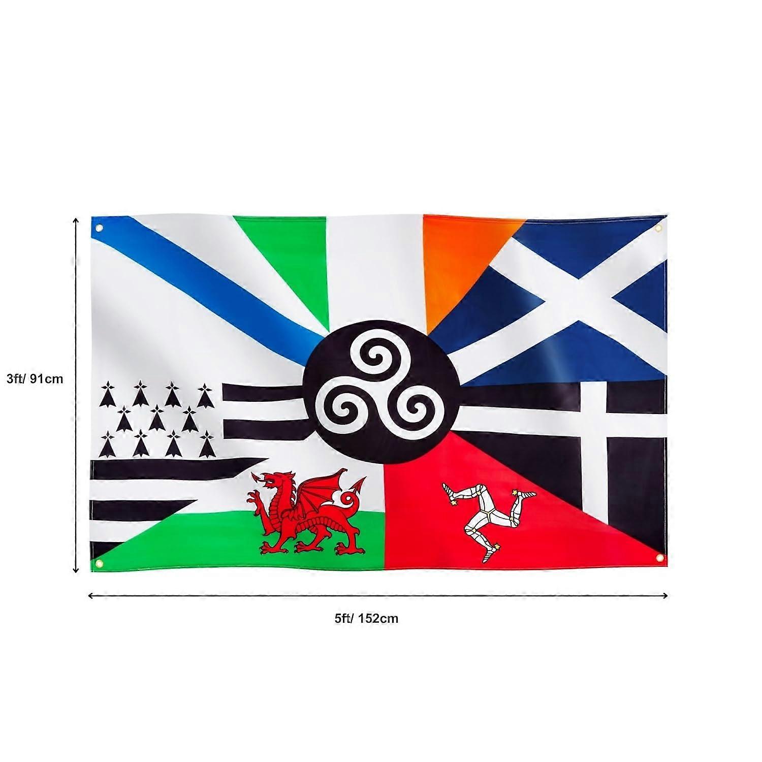 Celtic Nations Flag,Eyelet In Every Corner, Combined Celtic Flag, All ...