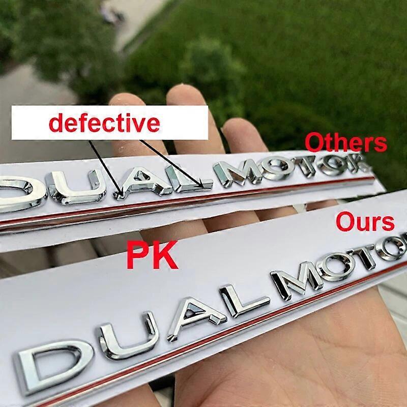 DUAL MOTOR Underlined Letters Emblem for Tesla Model 3 Car Styling ...