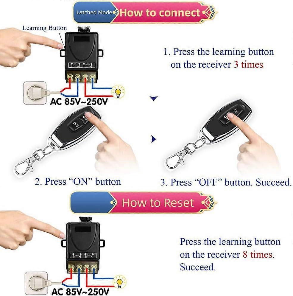 Wireless Remote Switch, AC 110V/220V/230V/240V RF Remote Control Switch ...
