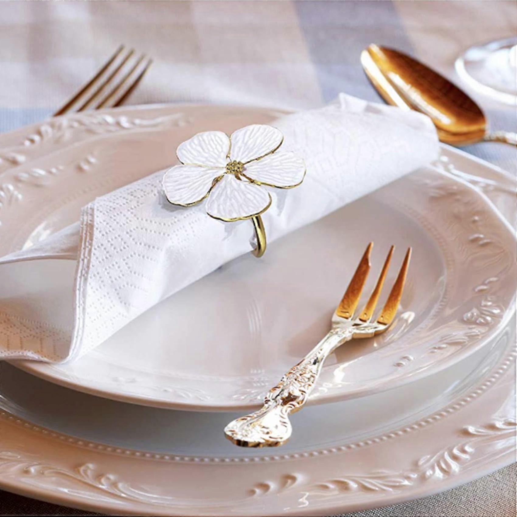 6pcs Flower Napkin Ring,floral Serviette Buckles Napkin Holder Dining ...