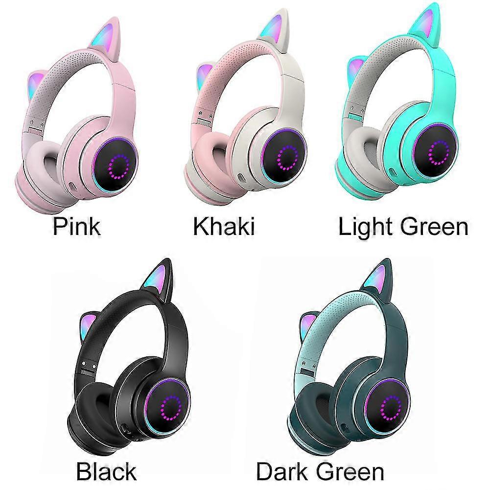 Bluetooth 5.0 Wireless Gaming Headset Adjustable Headband Cat Ear With ...