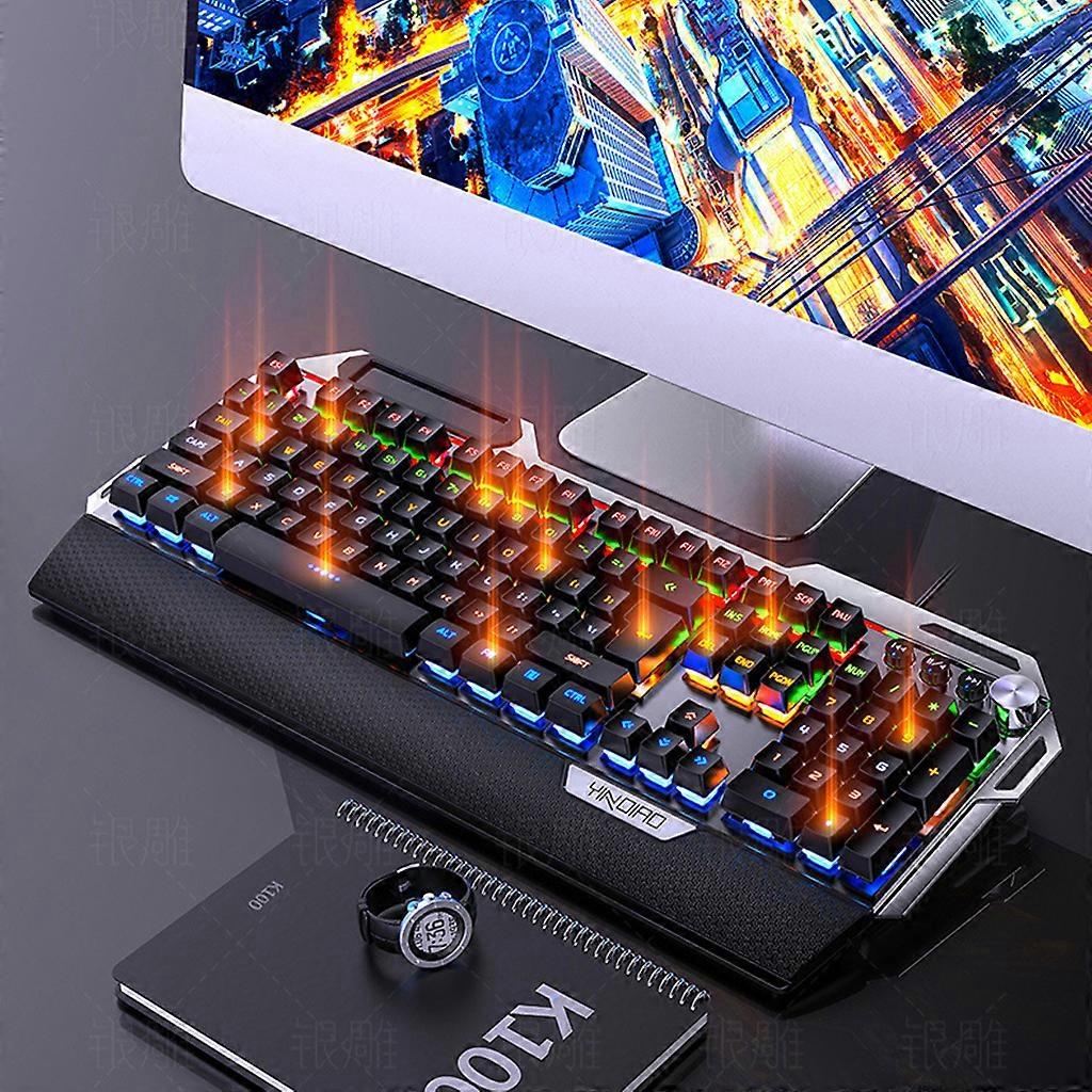 Wired 104 Keys Keyboard Mechanical Gaming Keyboard LED Backlit Round ...