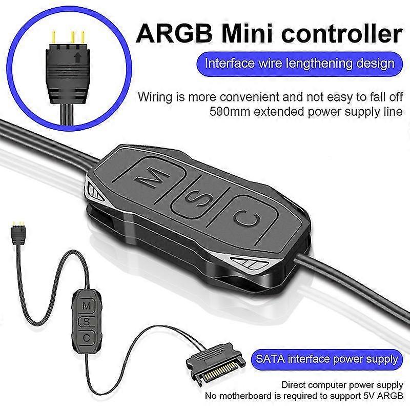 Coolmoon Ar-1 Argb Controller Lengthen Cable Wide Compatibility 3 Pin ...