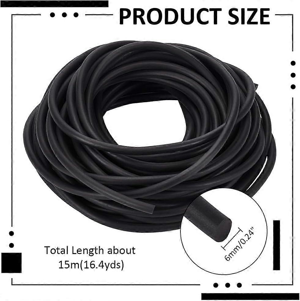 49 Feet Solid Rubber Cord 6mm Thick Rubber Rope Round Cord Black Rubber ...