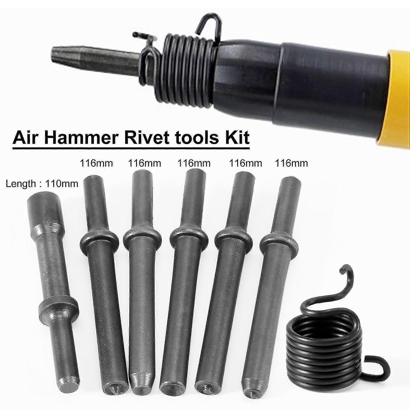 7 Pcs Great Heavy Duty Smoothing Pneumatic Air Rivet Hammer Tools Kit ...