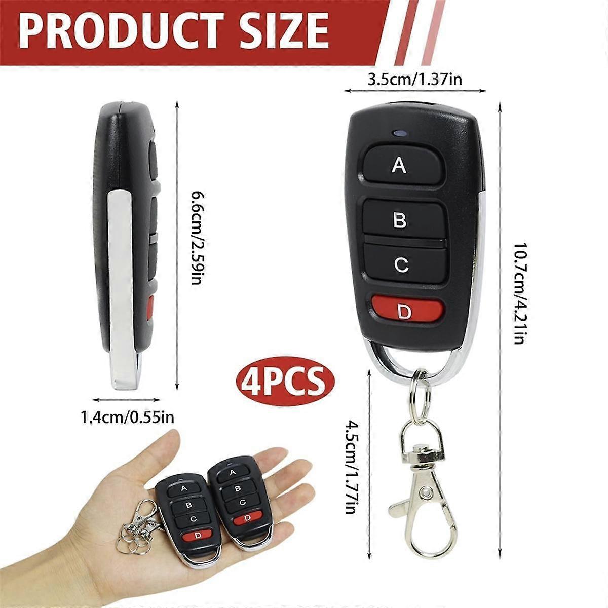 Pack of 4 Universal Garage Door Remote Controls,433 MHz,Clone Remote ...